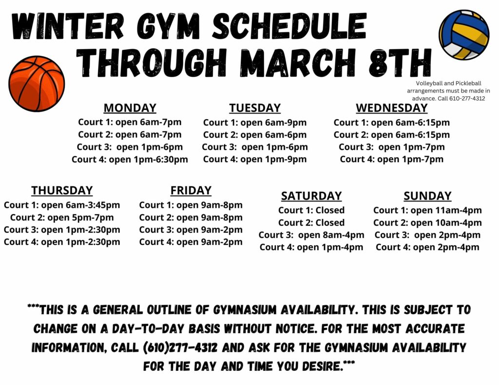 Open Gym Schedule – Plymouth Township